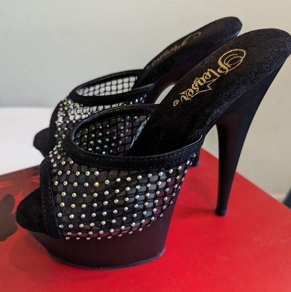Pleaser | Shoes | Pleasers Delight 6 Black And Sparkle Sandal 6 Heel | Poshmark